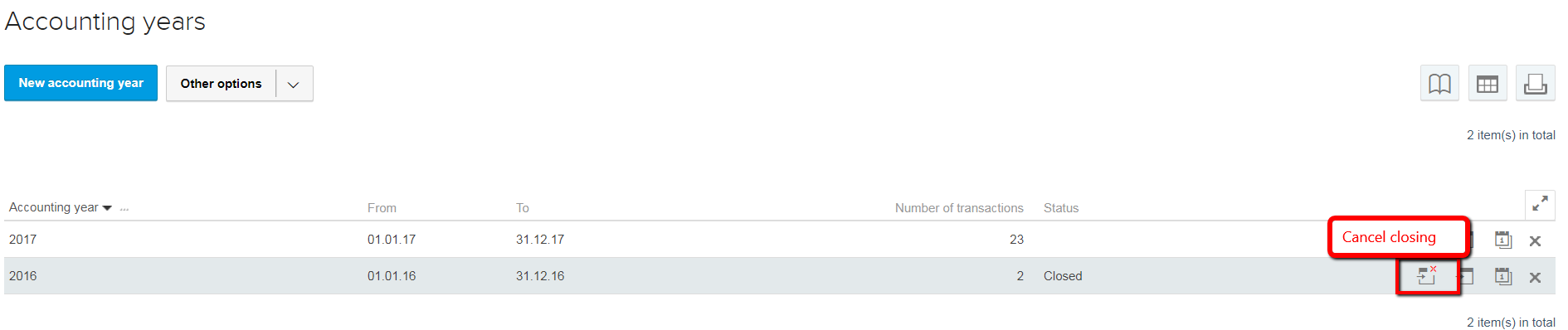 Reviso UK Help - Creating and Closing an Accounting Year